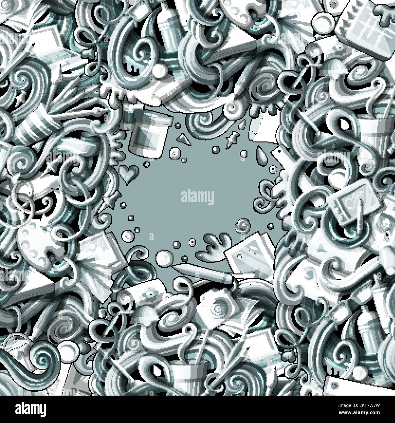 Cartoon vector doodles Design card. Graphics with lots of objects ...