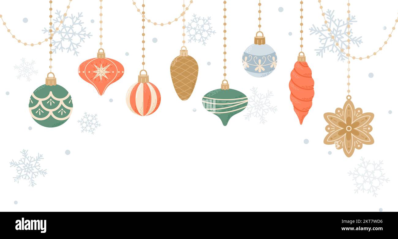 Cute hanging decorations, christmas template for card and banner ...