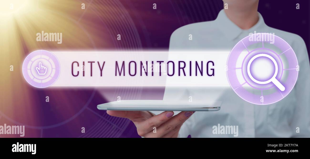 Conceptual caption City Monitoring, Word Written on indicatorlevel ...