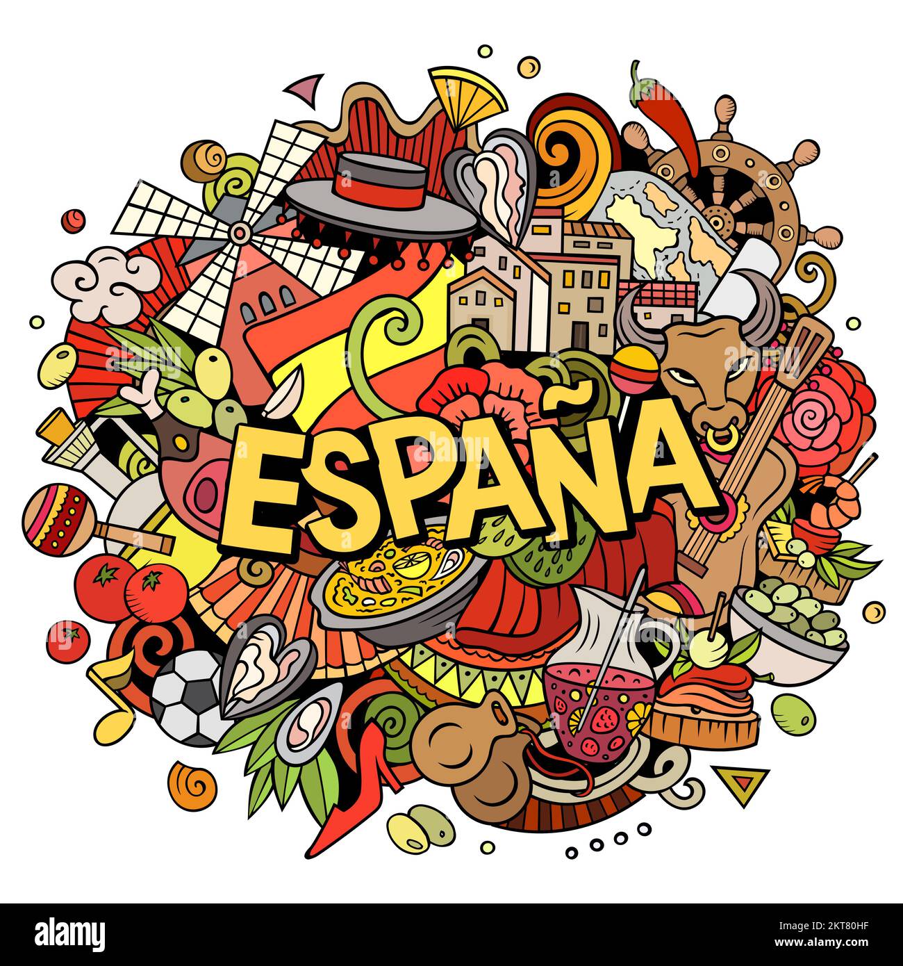 Spain hand drawn cartoon doodle illustration Stock Vector Image & Art ...
