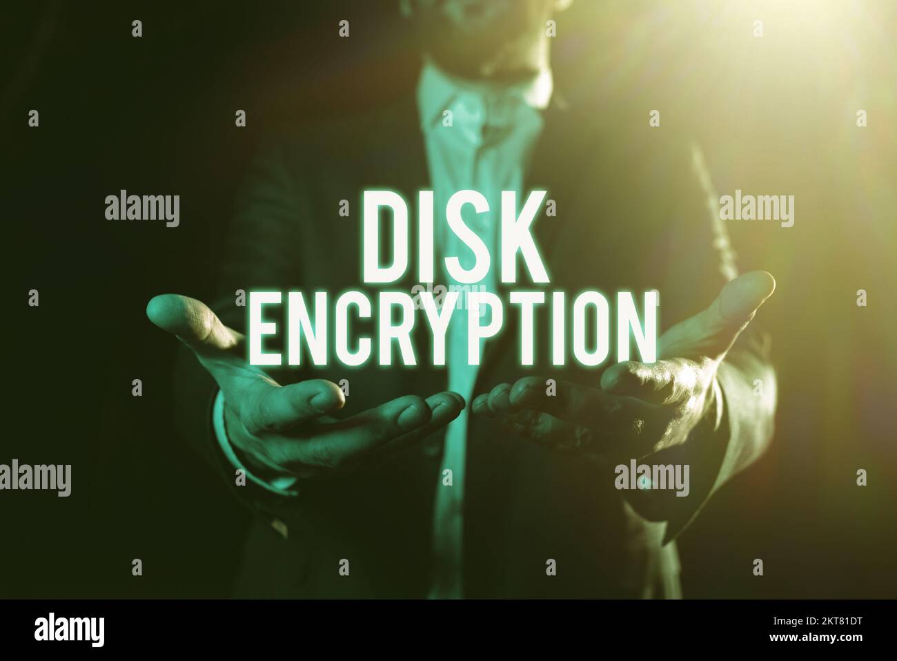 Conceptual display Disk Encryption, Business showcase the security mechanism used to protect ...