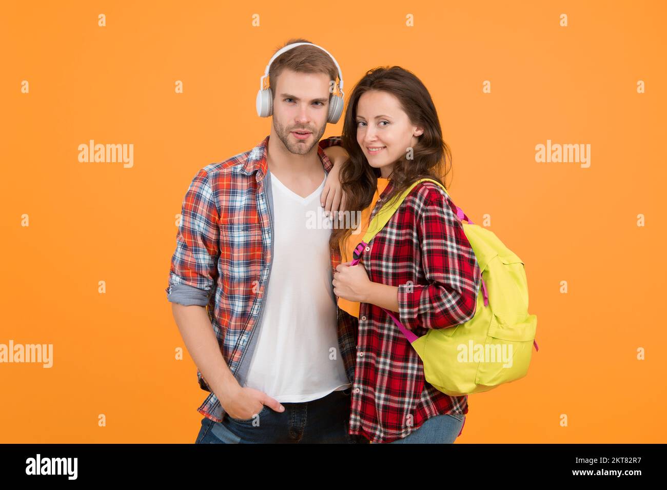 Youth lead way in fashion ideas. Hipster couple students. Fashionable ...