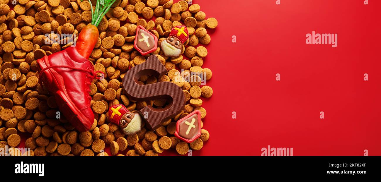 Saint Nicholas - Sinterklaas day with shoe, carrot and traditional ...