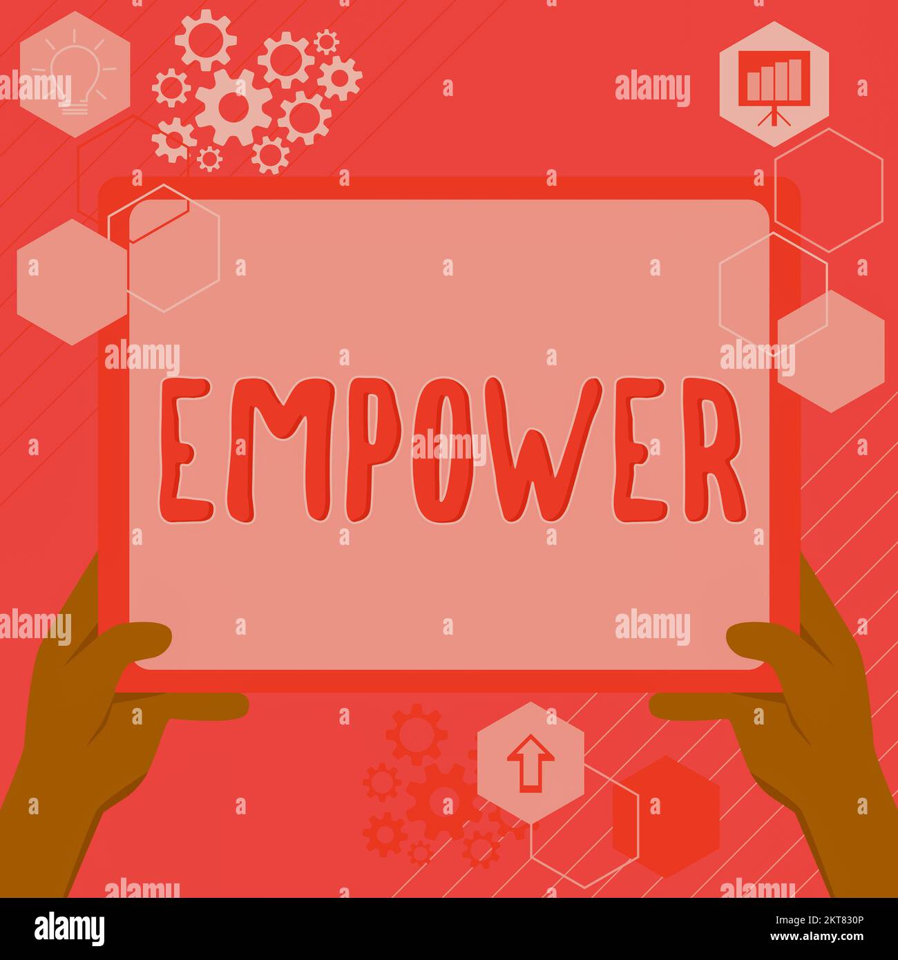 Text caption presenting Empower, Conceptual photo to give power or ...