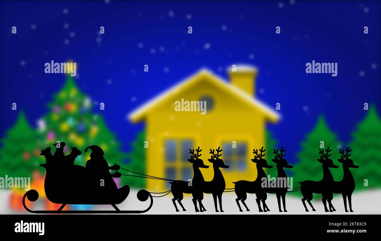 Santa Claus with deer's concept for new year and Christmas background ...