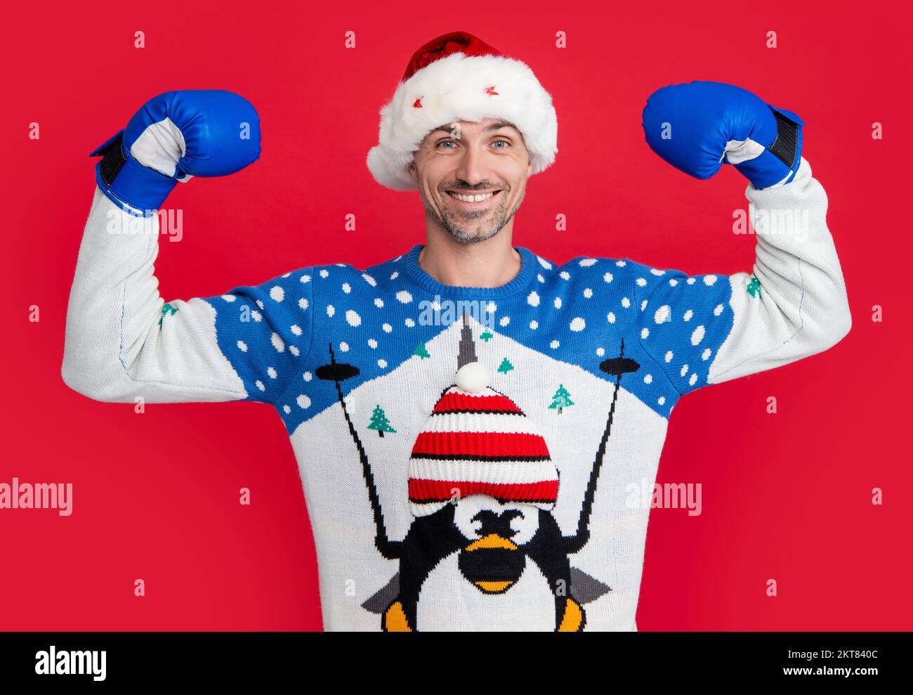 merry christmas. successful happy man celebrate christmas in boxing ...