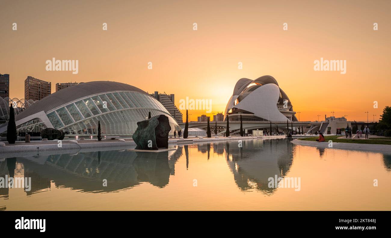 Valencia's famous L'Hemisferic and Opera house at City of arts and ...