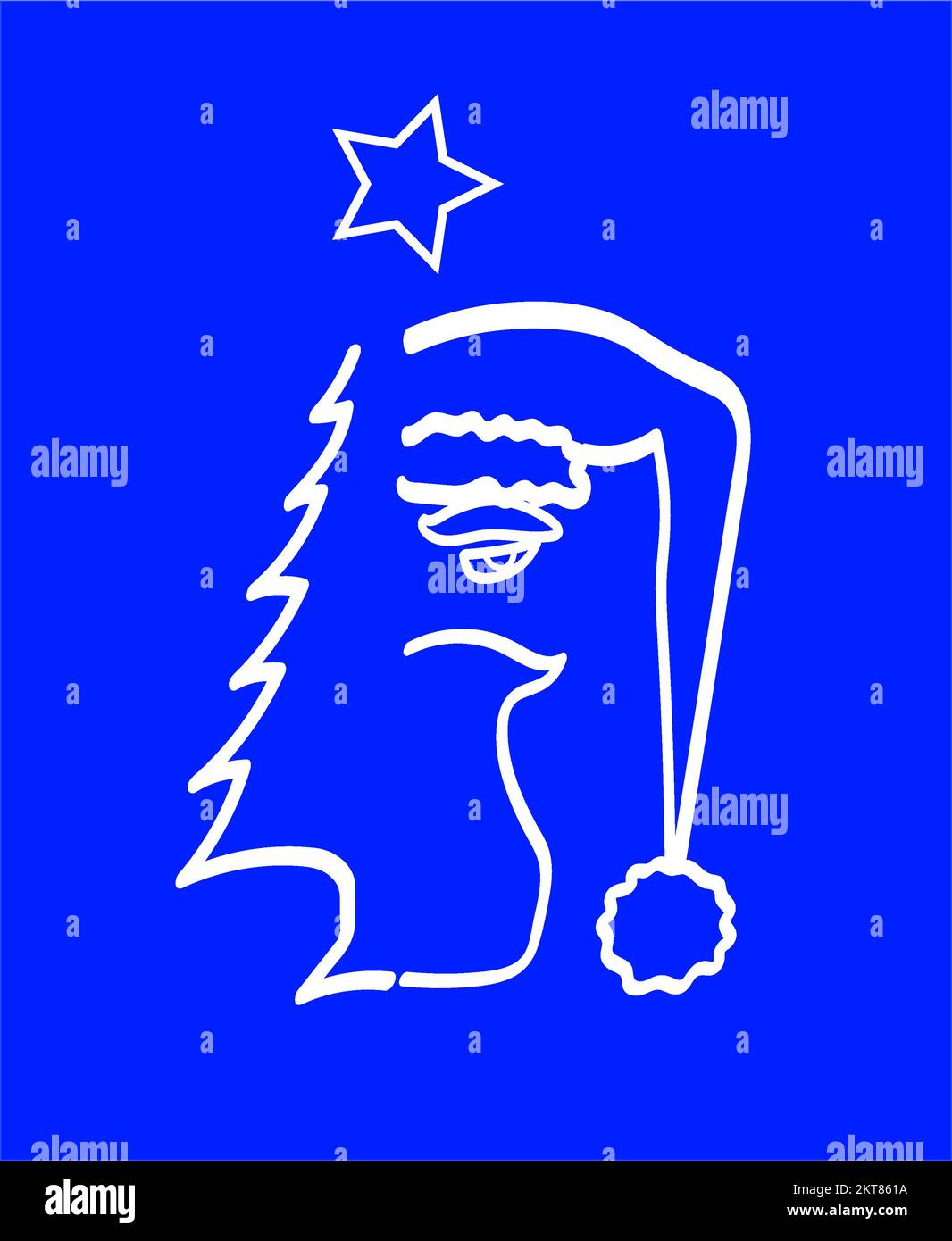 Stylized drawing of a Christmas tree with the comet star and the face ...