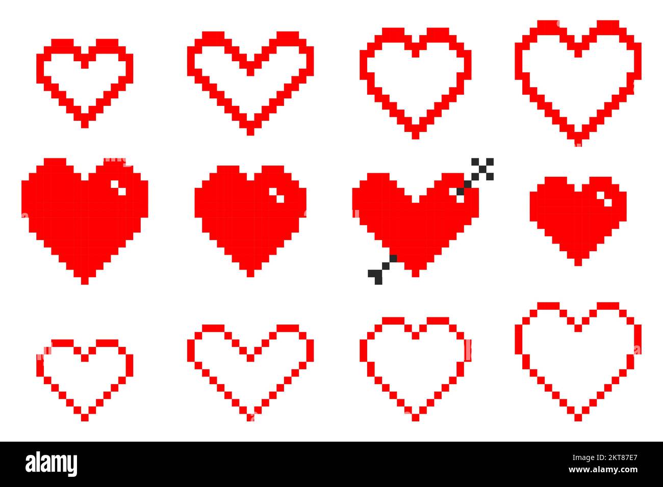 Heart shape icon set pixel style. Vector illustration Stock Vector ...