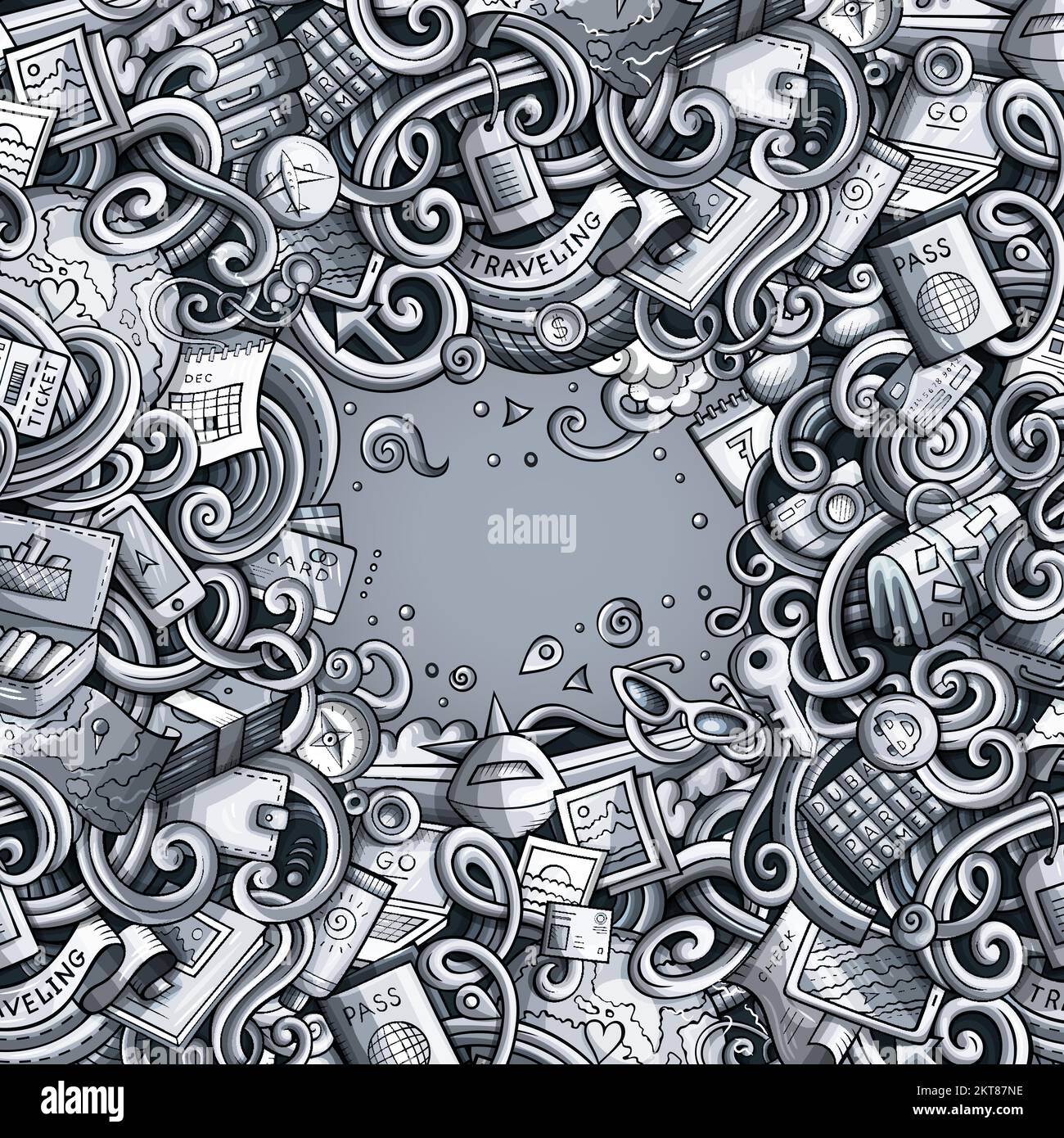 Cartoon cute doodles Travel frame design Stock Vector Image & Art - Alamy