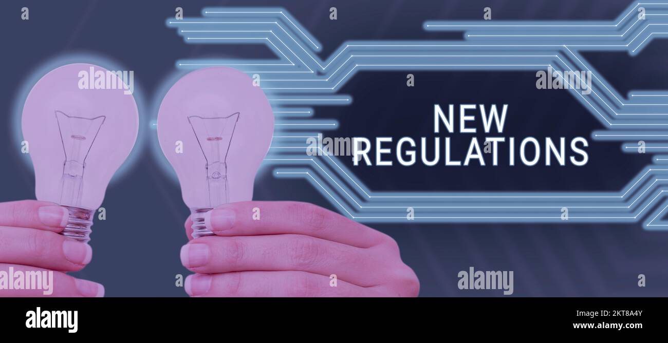 Conceptual caption New Regulations, Business showcase rules made by a ...