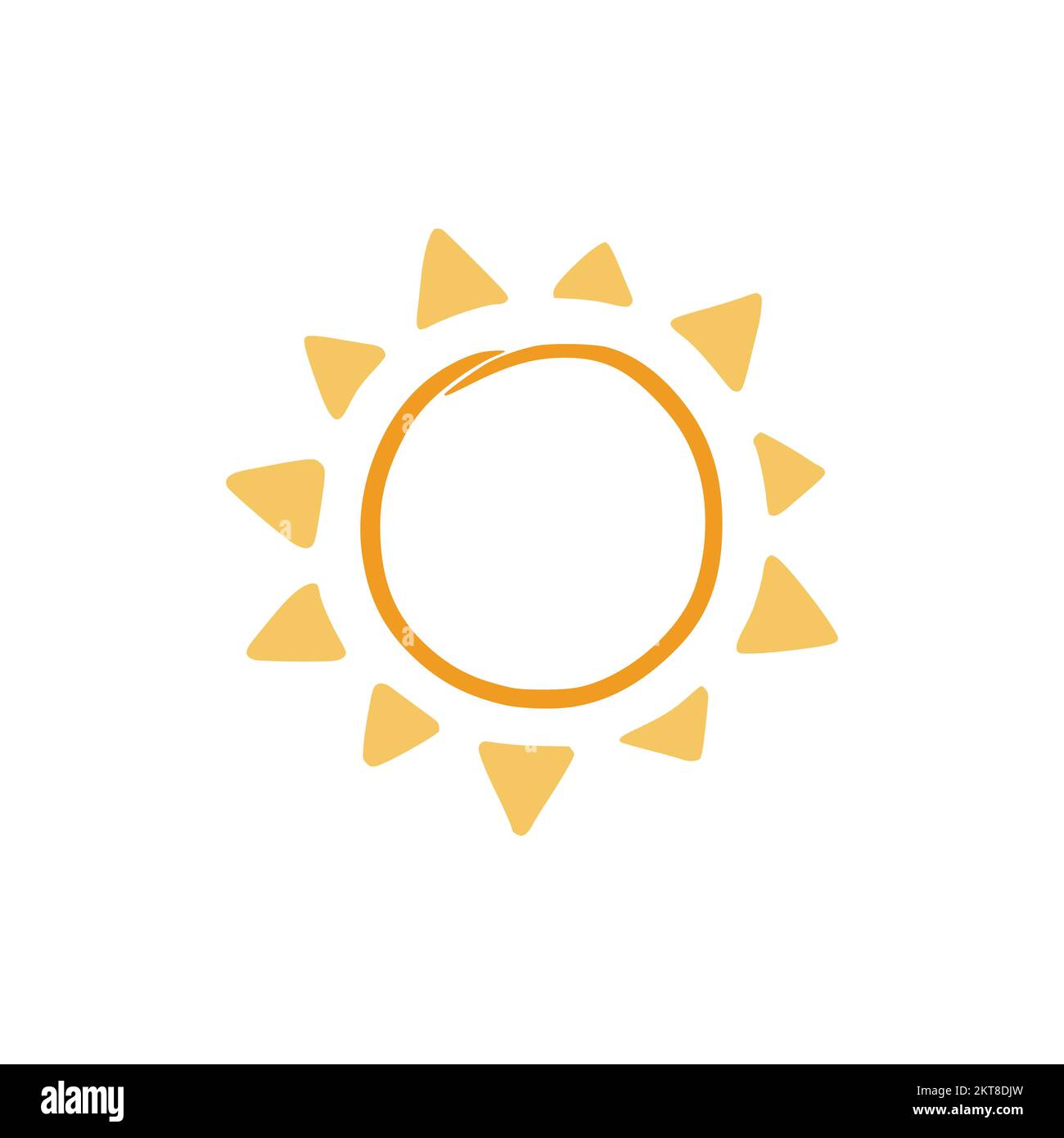 Doodle sun sketch illustration. Hand drawn cute orange sunshine ...