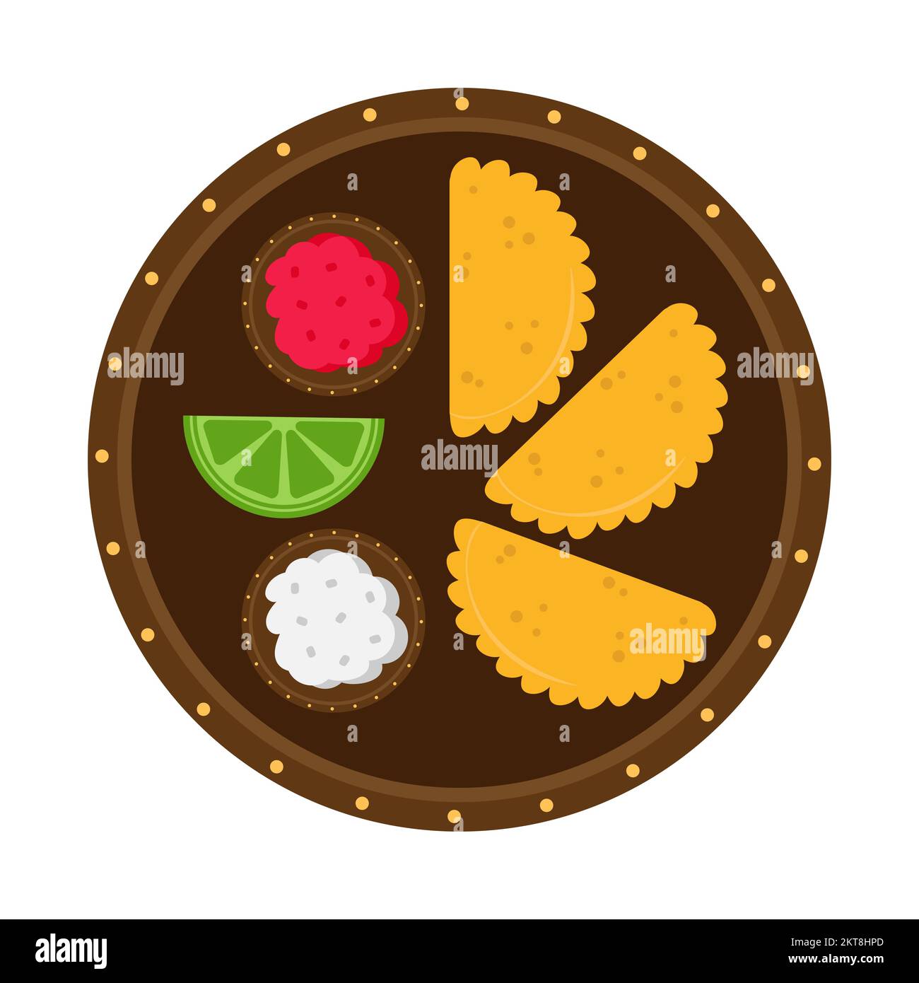 Vector illustration of empanadas dish on isolated background. Plate ...