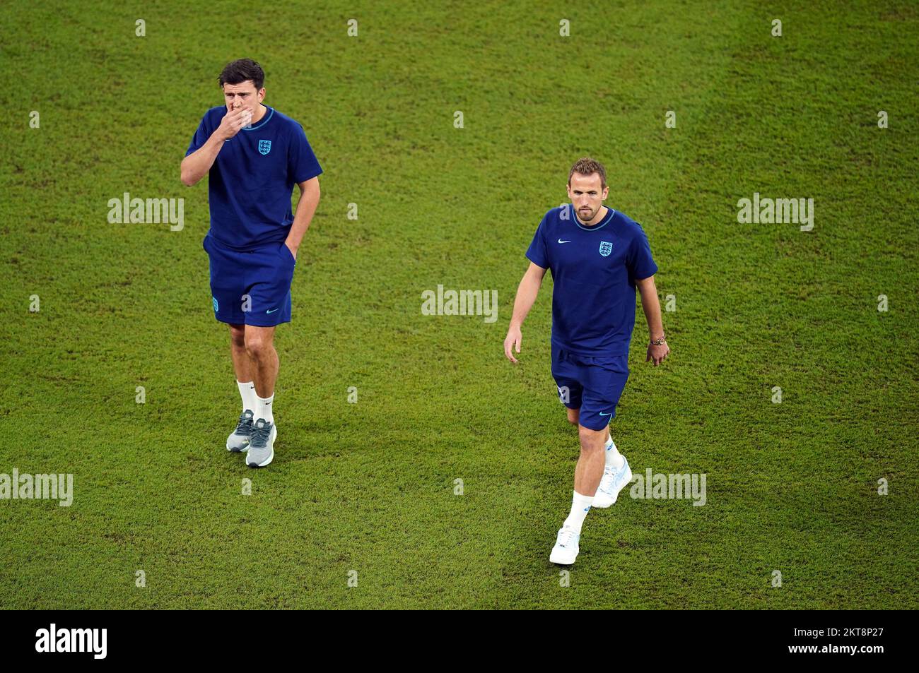 England's Harry Kane and Harry Maguire (left) ahead of the FIFA World ...