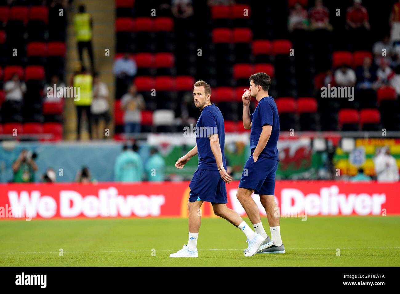 England's Harry Kane, (left) and teammate Harry Maguire before the FIFA ...