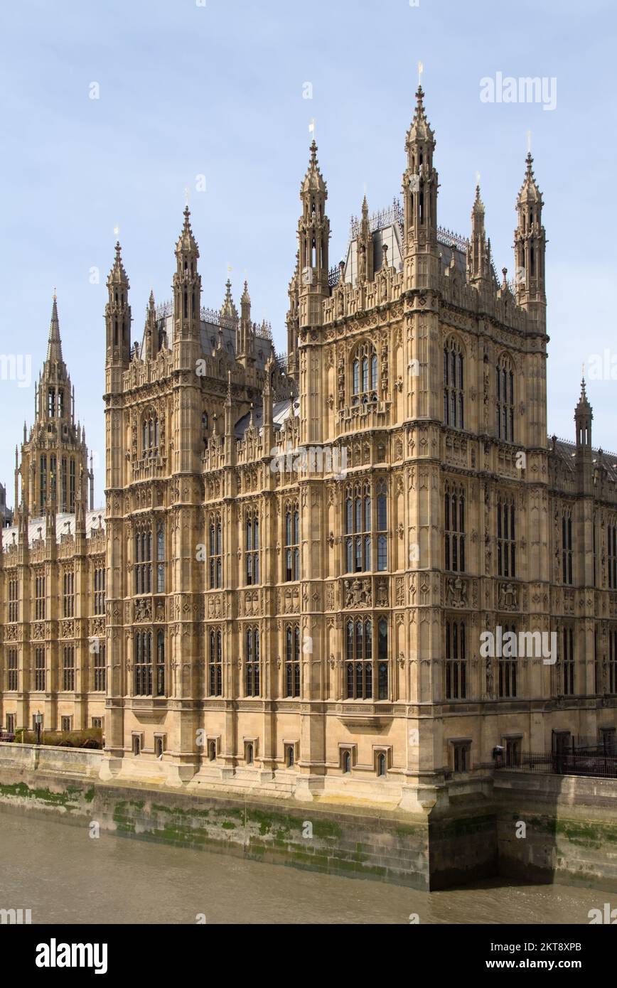 Corner Of The Houses Of Parliament, Palace Of Westminster On The River ...