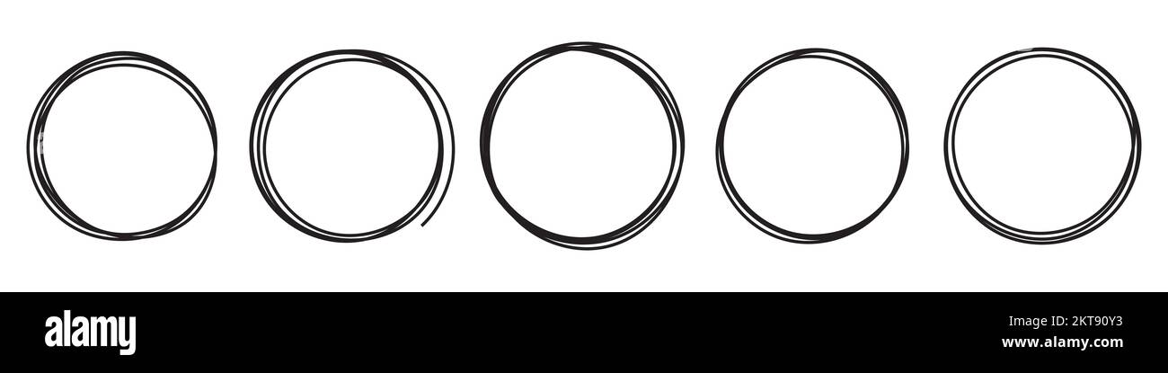 Set of hand drawn circles frames on white background. Vector ...