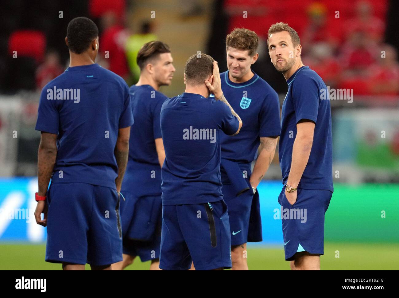 England's Harry Kane (right) ahead of the FIFA World Cup Group B match ...
