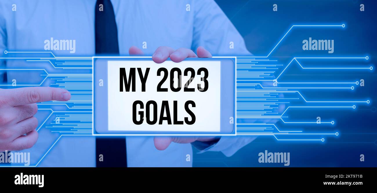 Inspiration showing sign My 2023 Goals, Word Written on setting up ...