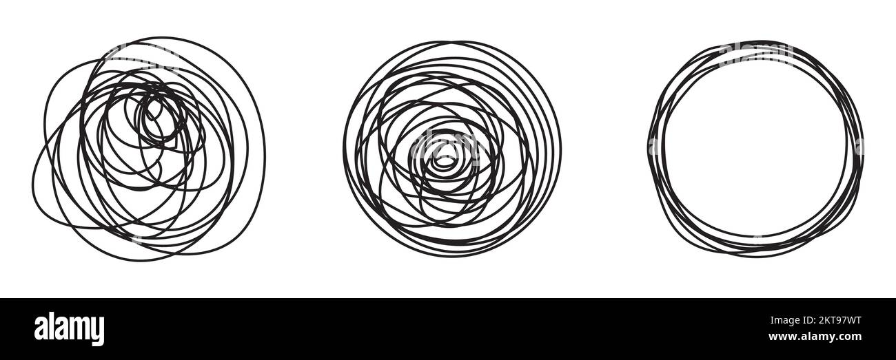 Set of handmade round brushes isolated on white background. Vector ...