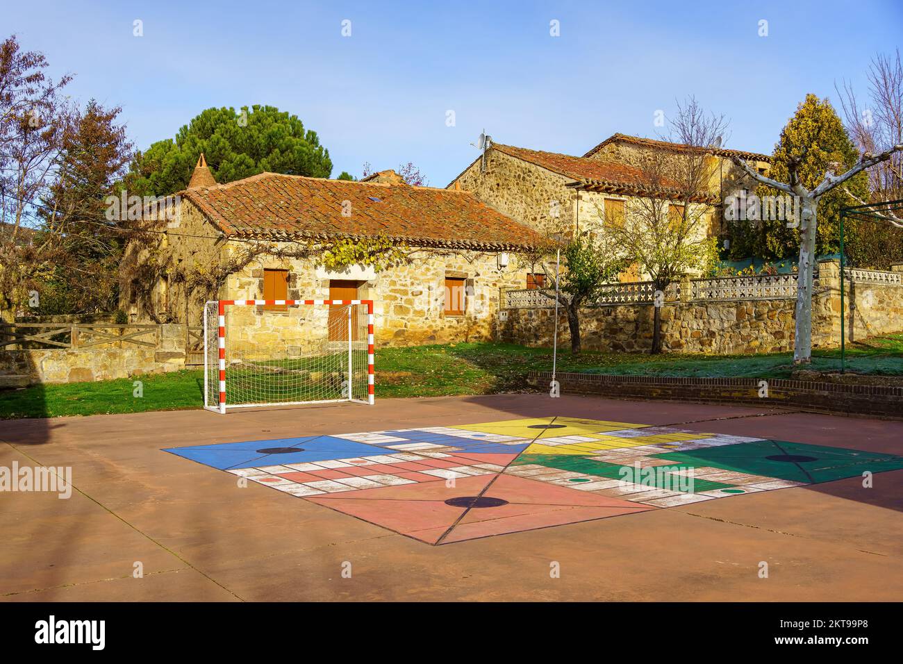 Soccer goal in the old town square for children to play and enjoy the ...