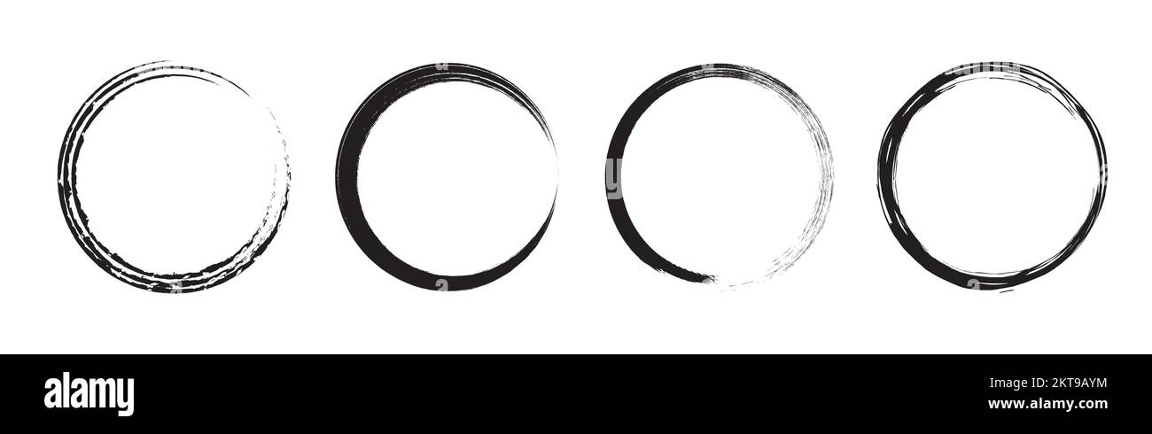 Grunge circle frames. Abstract set of hand drawn round frames isolated ...
