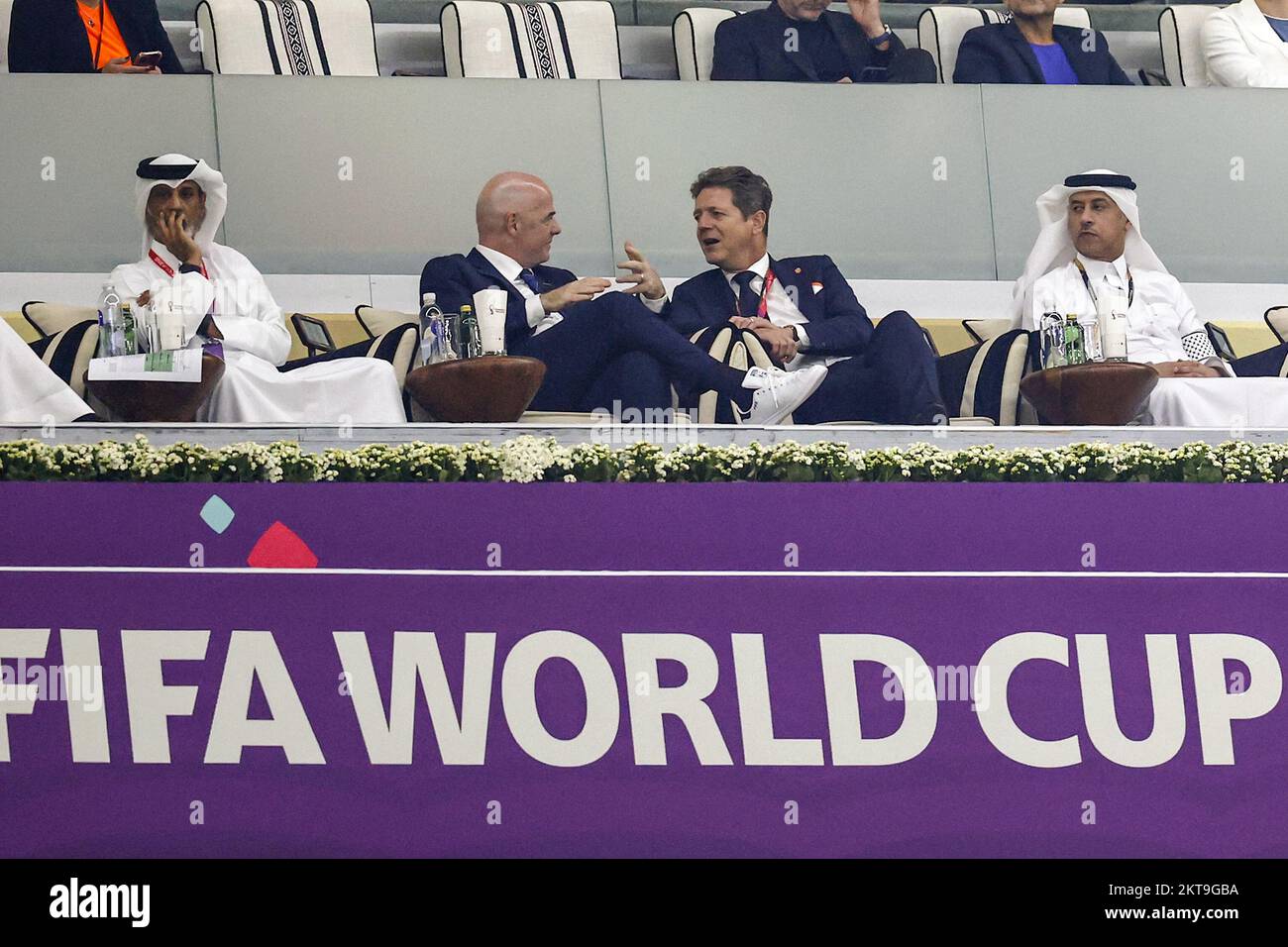 AL KHOR - (LR) FIFA President Gianni Infantino, KNVB chairman Just Spee ...