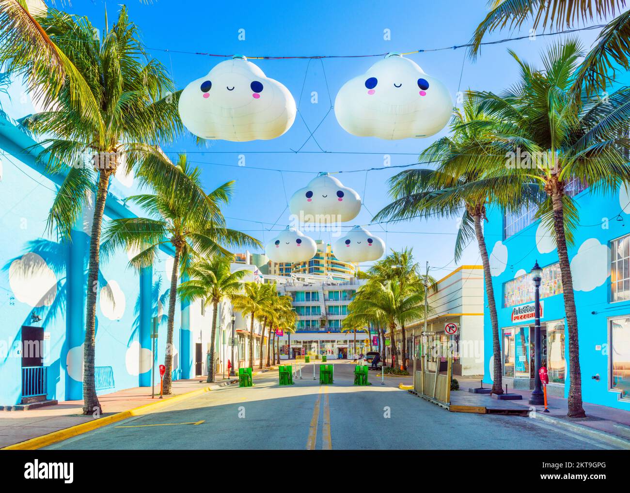 Espanola Way with Clouds Art Installation, Washington Avenue, South ...