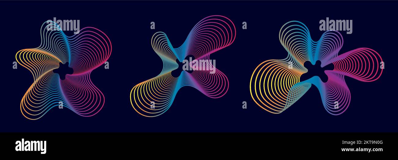 Set of wavy transition lines. Deformed frames. Vector illustration ...