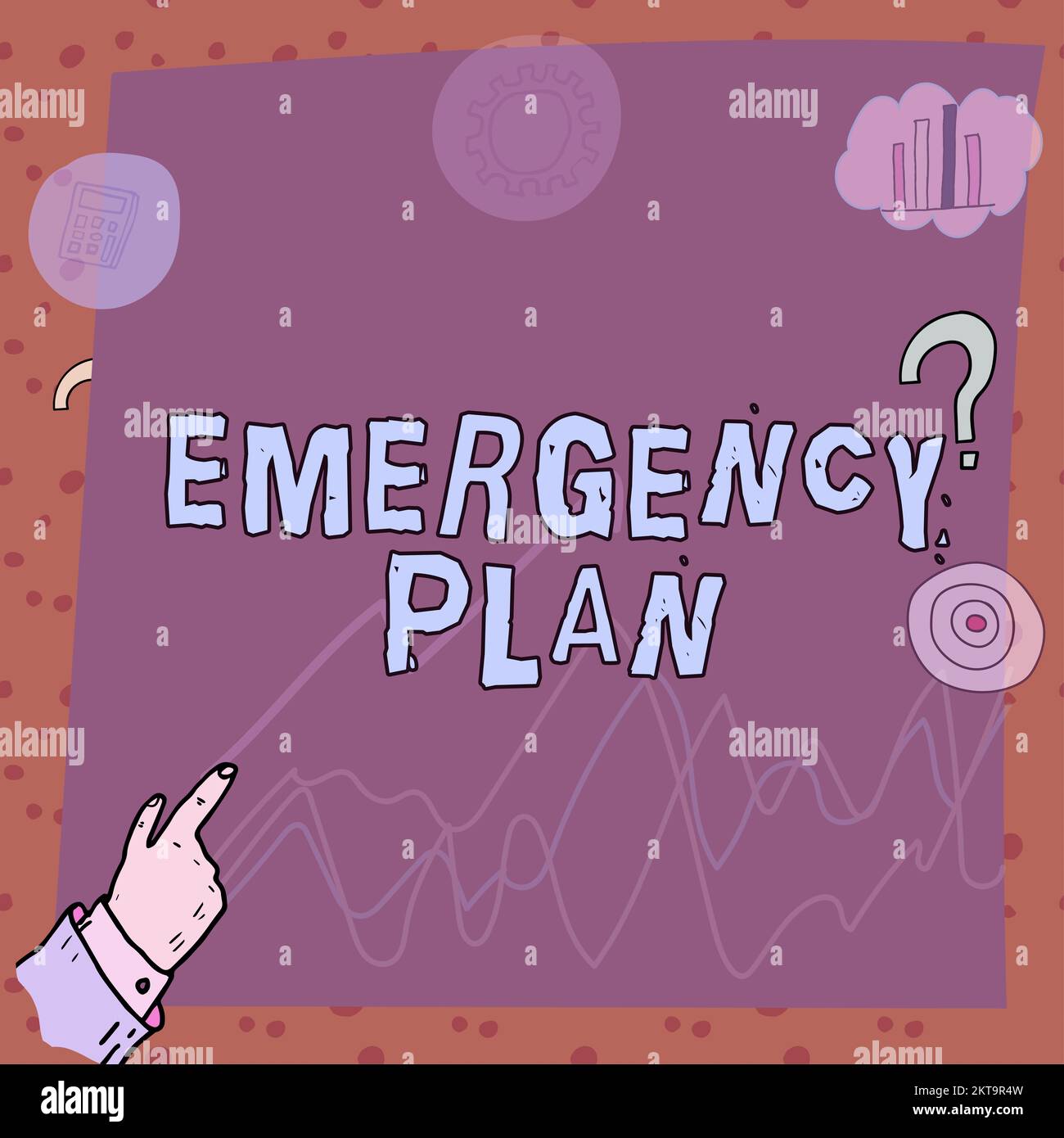 Text caption presenting Emergency Plan, Conceptual photo Procedures for ...