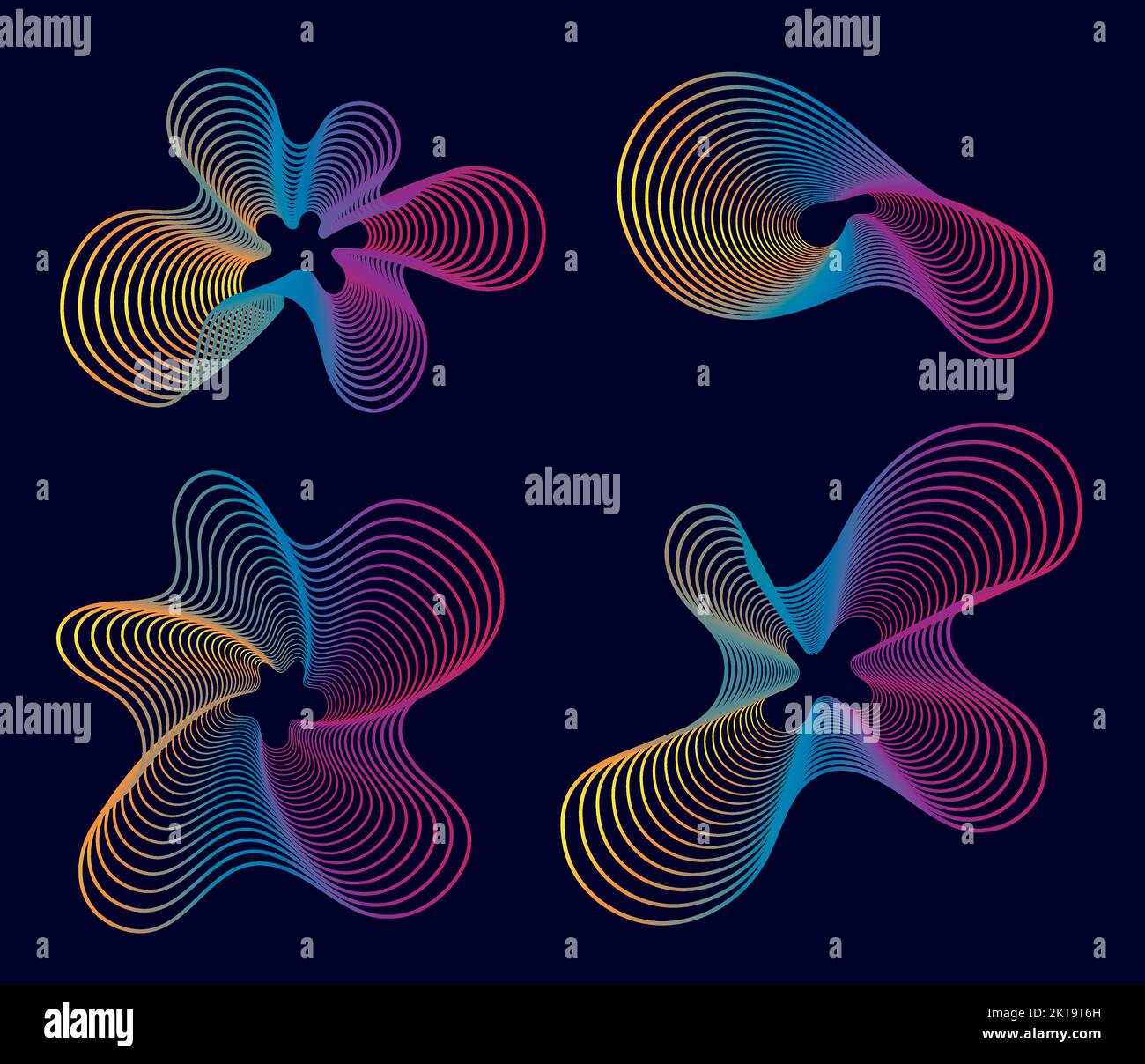 Set of wavy transition lines. Deformed frames. Vector illustration ...