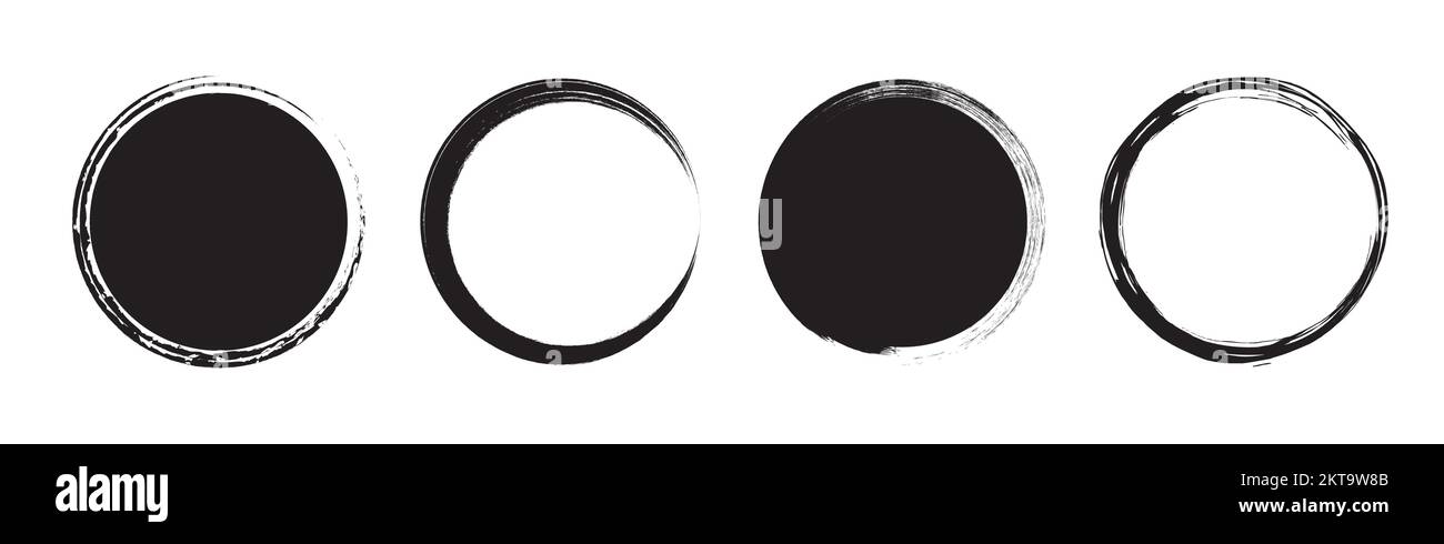 Grunge circles set. Round shapes. hand painted frame. Vector ...