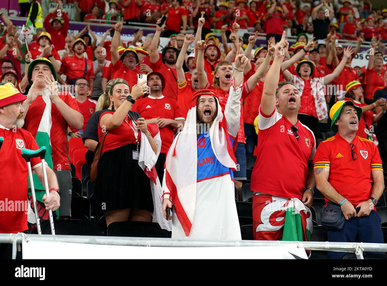 Wales fans and a lone England fan in the stands during the FIFA World ...