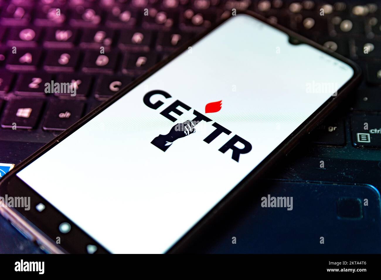 In this photo illustration, the Gettr social media App seen displayed ...