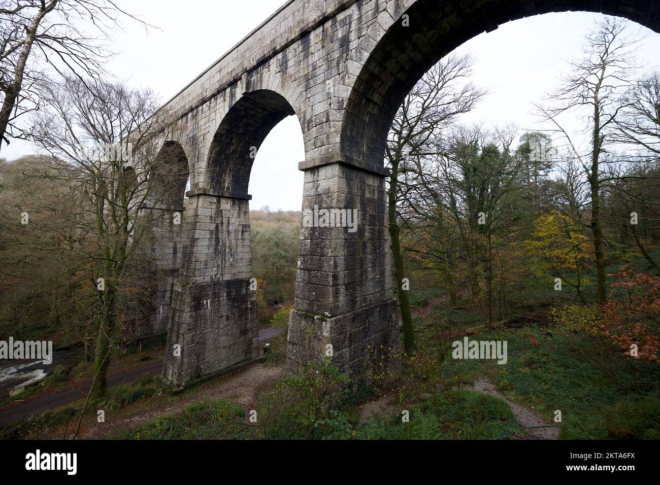 St Austell Cornwall UK 11 29 2022 Luxulyan Valley industrial remains as ...