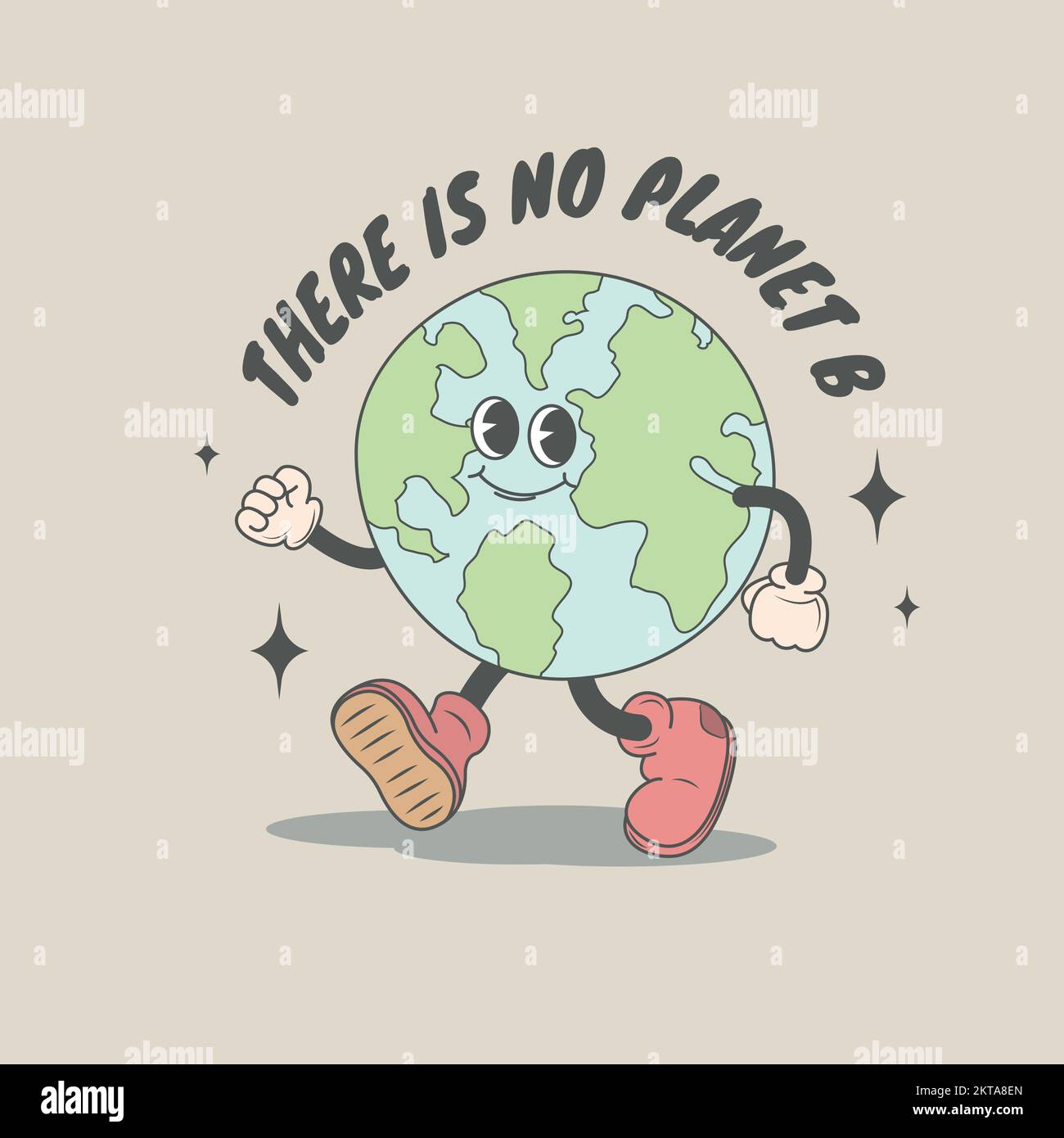 Retro print with running planet earth. There is no planet B Stock ...