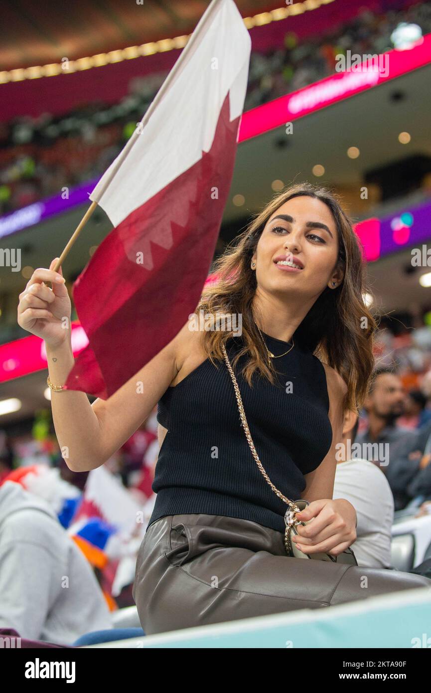 Qatari fan during the FIFA World Cup, Qatar. , . (Photo by Andrew Surma ...