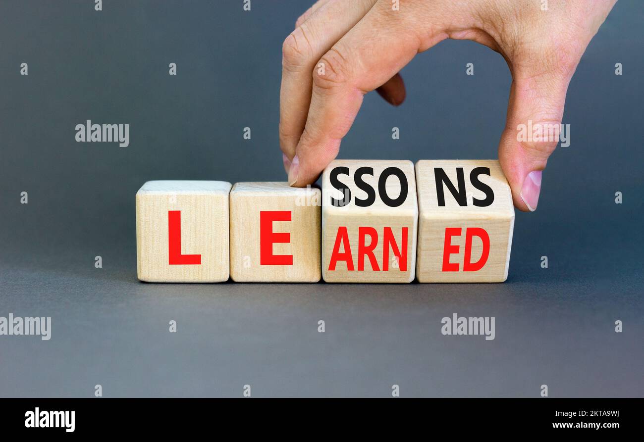 Lessons to learn symbol. Concept word Lessons learn on wooden cubes ...
