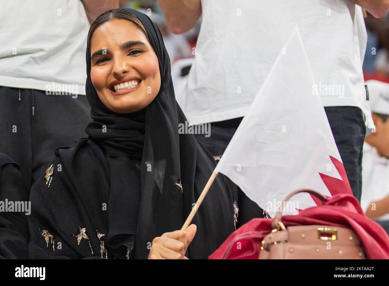 Al Khor, Qatar. 29th Nov, 2022. Qatari fan enjoy the atmosphere during the FIFA World Cup Qatar ...