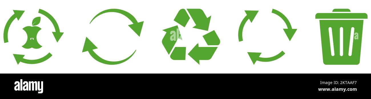 Set of green recycle icons. Ecology green signs. Vector illustration ...