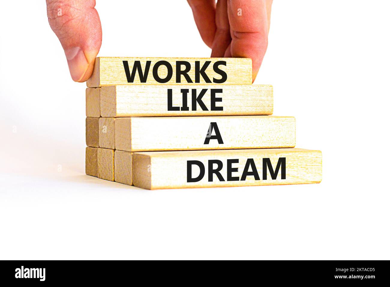 Works like a dream symbol. Concept words Works like a dream on wooden ...