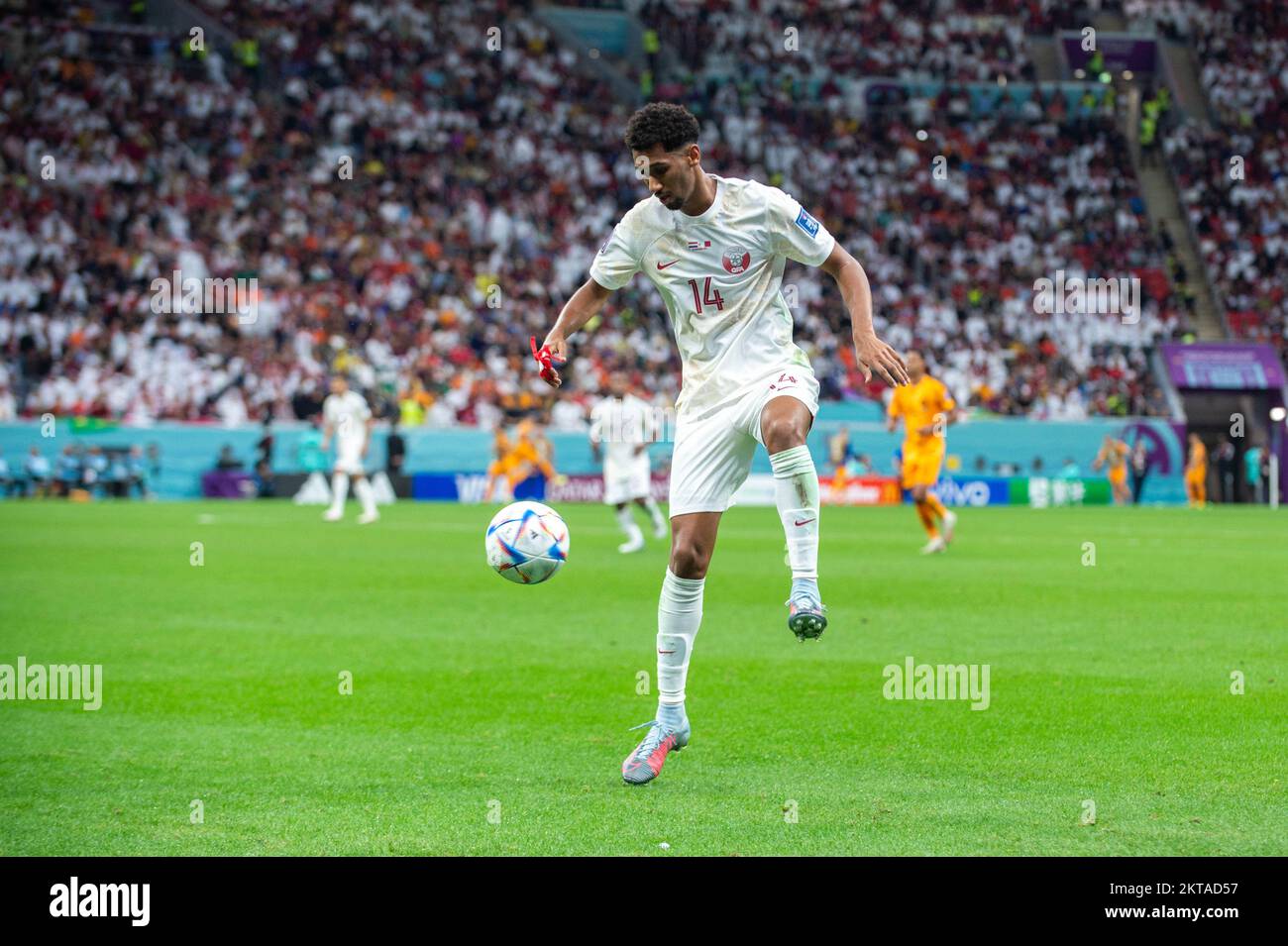 Homam Ahmed of Qatar during the FIFA World Cup Qatar 2022 Group A match ...