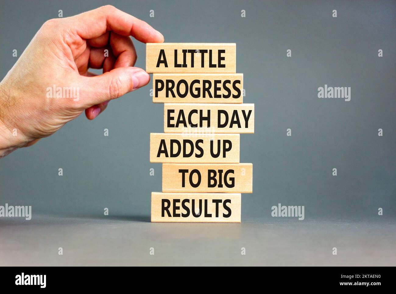 Progress and result symbol. Concept words A little progress each day ...