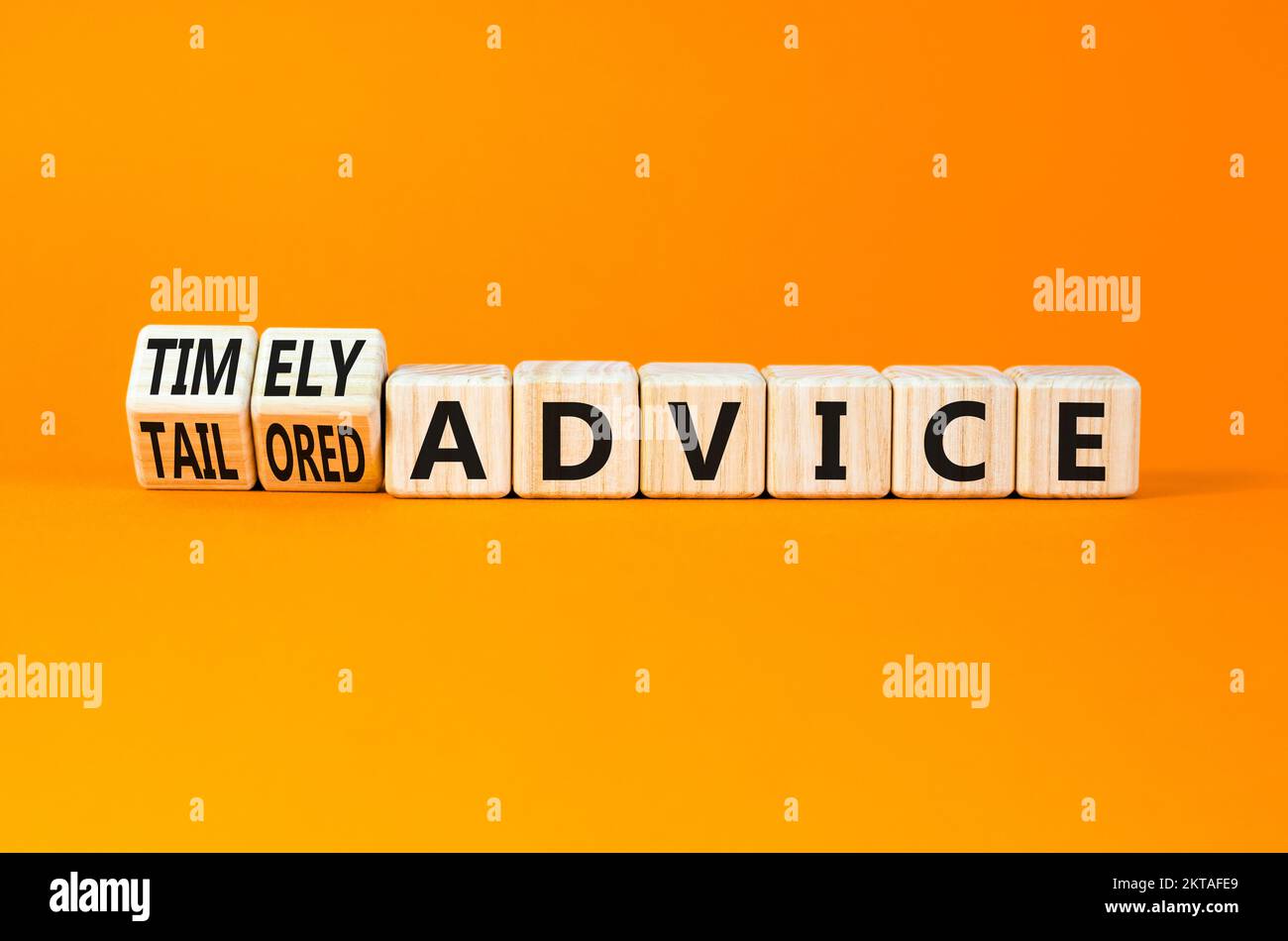 Timely or tailored advice symbol. Concept words Timely advice and ...