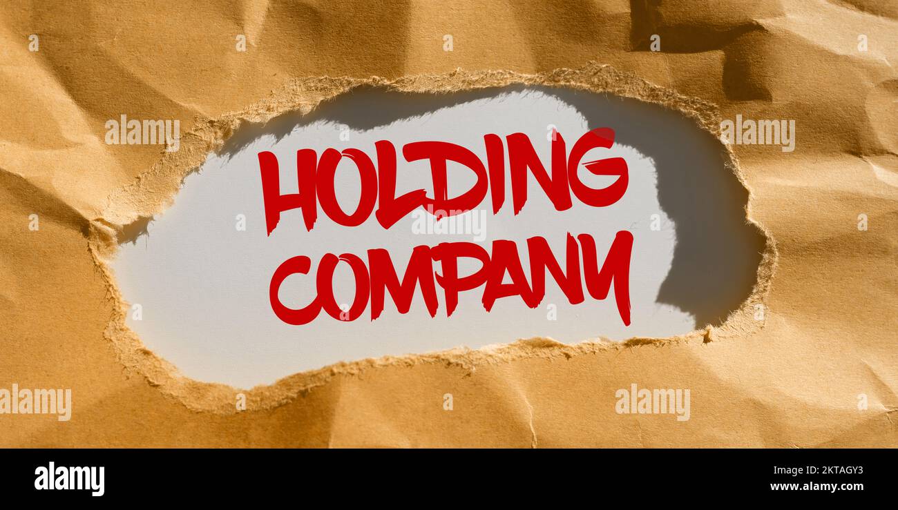 Text showing inspiration Holding Company, Concept meaning stocks ...