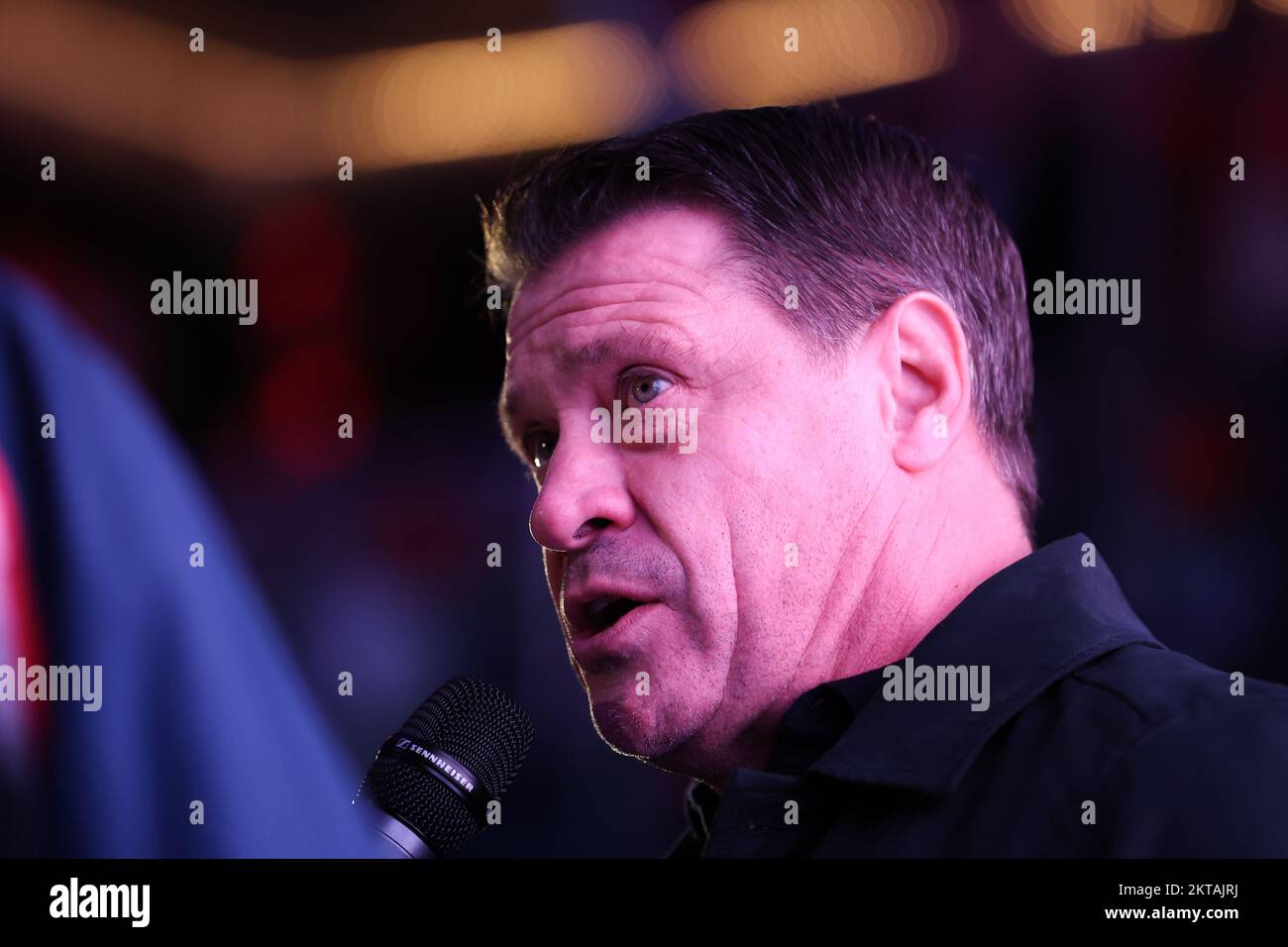 Former footballer Tony Cottee speaks to fans ahead of the 4TheFans Fan ...