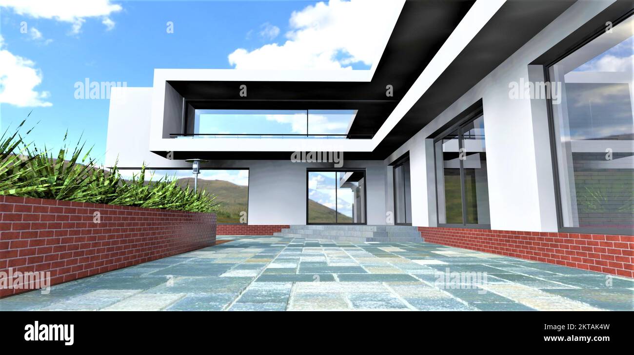 Gray stone slabs as a floor covering in the courtyard of the elite ...