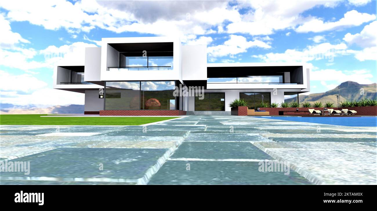 An ultra-modern elite white cottage in a prestigious eco-friendly ...