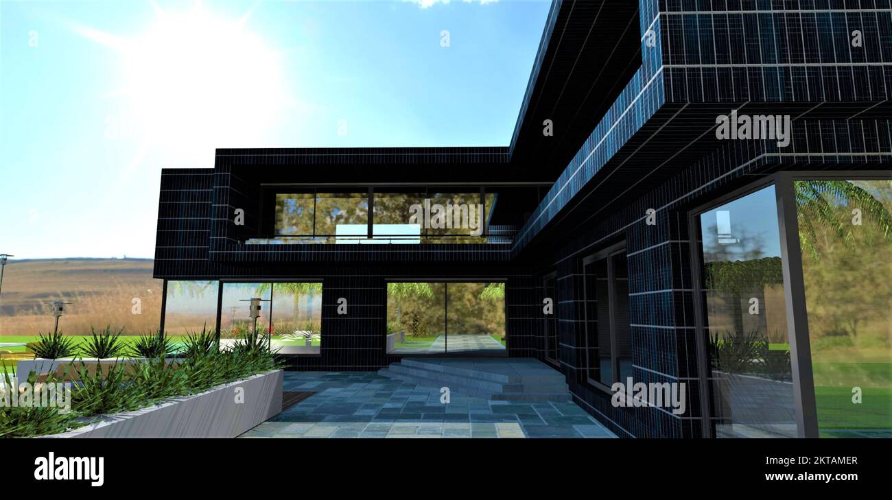 Wonderful eco-friendly country house covered with solar panels to ...