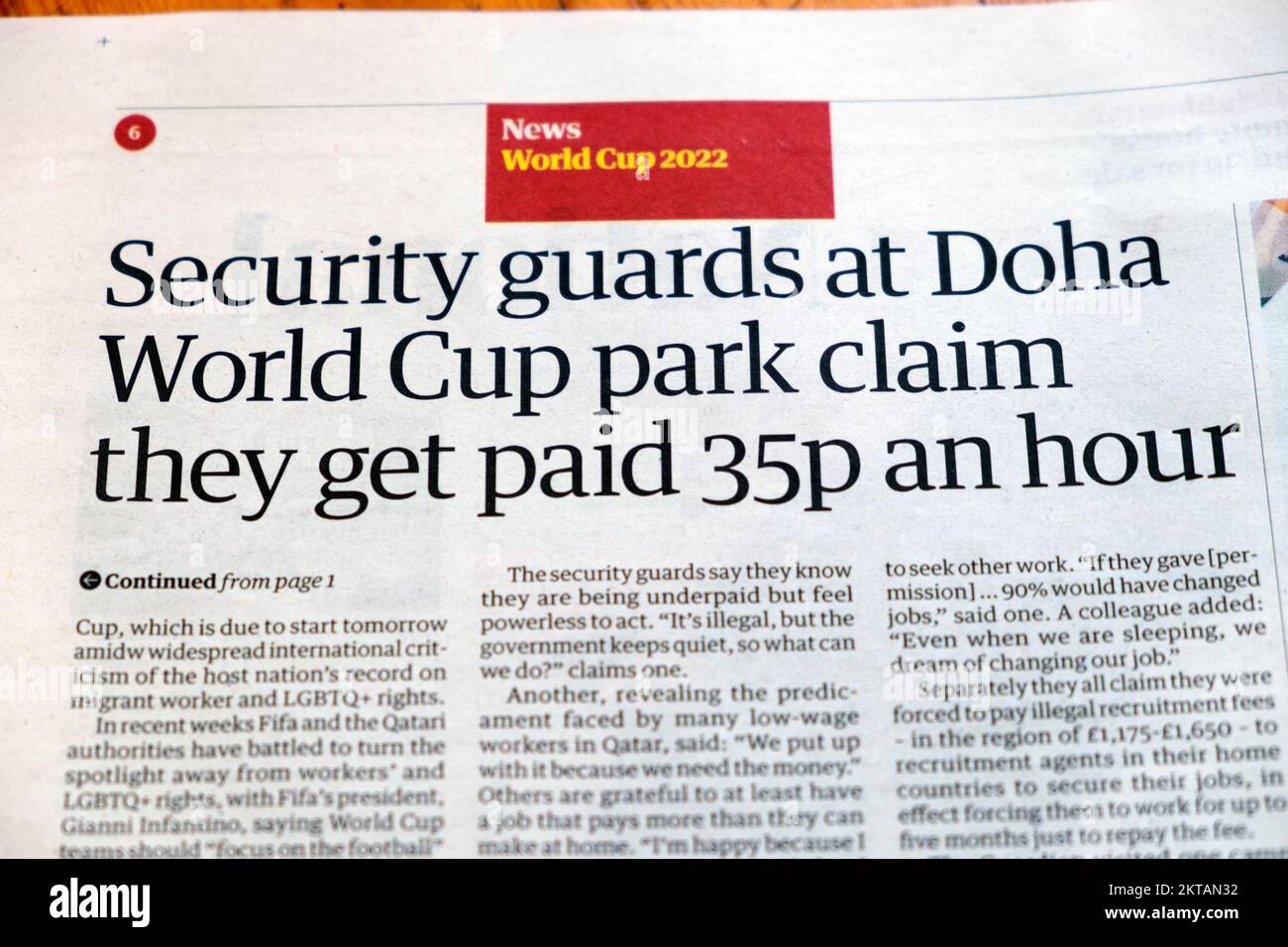 'Security guards at Doha World Cup park claim they get paid 35p an hour ...